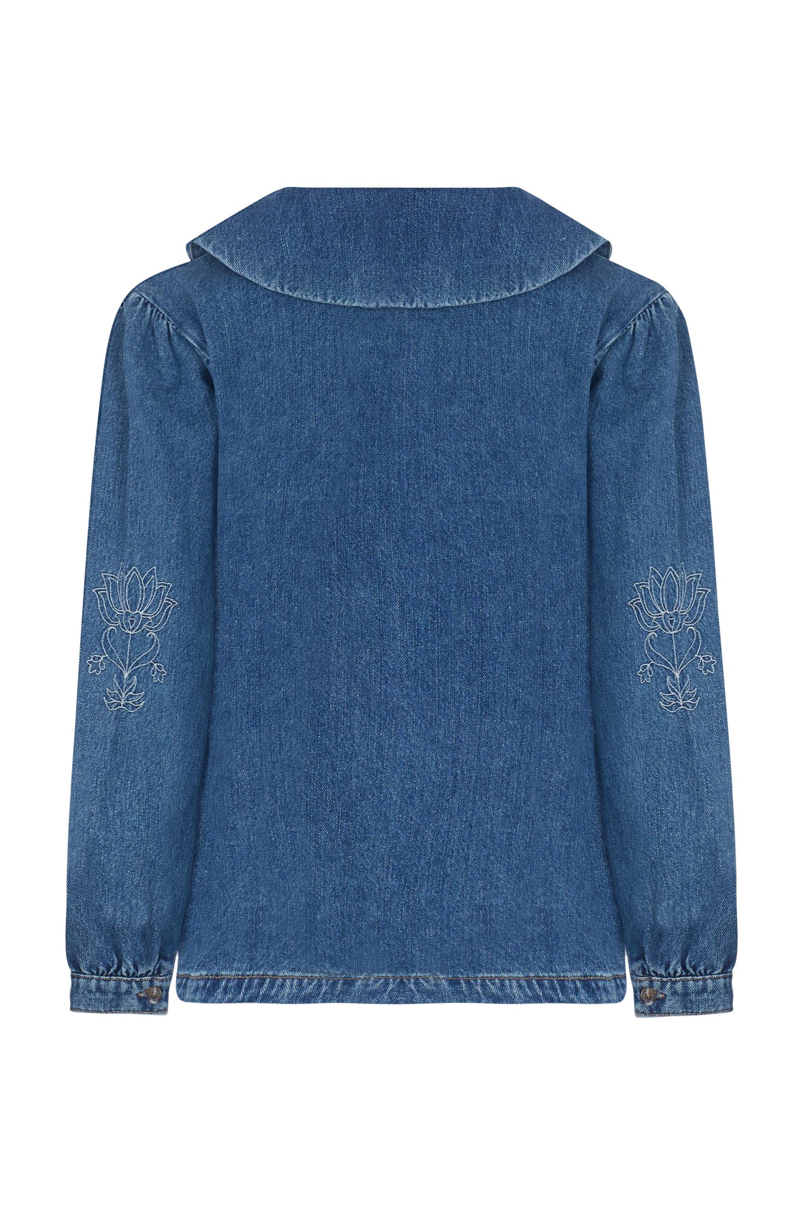Neve Flower-Embroidered Denim Jacket in Pasadena
